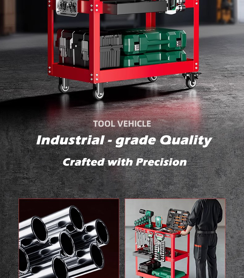Trolley 3 Layer Tool Cart Hand Push trolley Heavy Duty Tool Box Cabinet ...