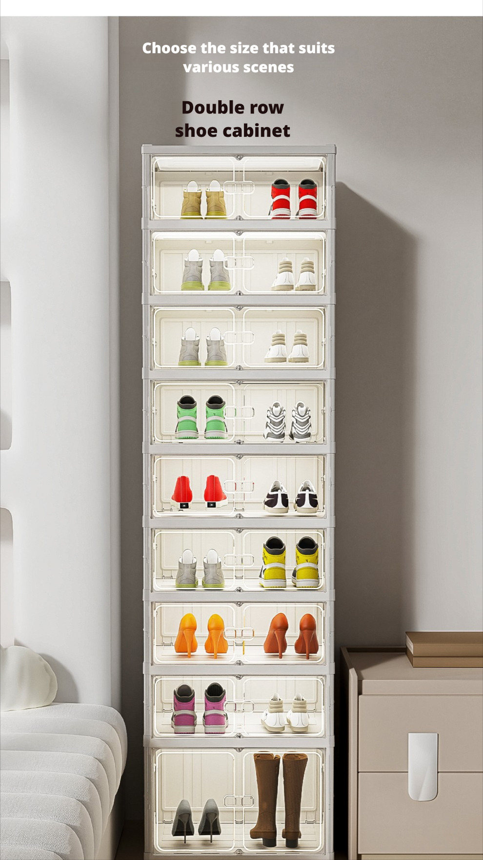 PINYAOO Foldable No-Assembly Shoe Rack, Clear Plastic Storage Organizer ...