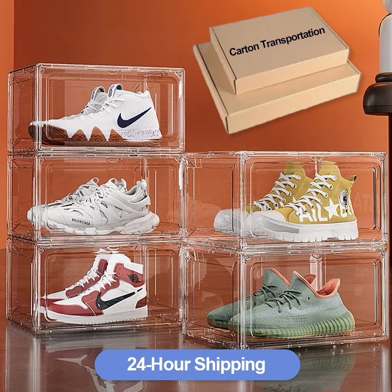 Shoe box Stackable Clear magnetic shoe box large Space organizer Shoe ...