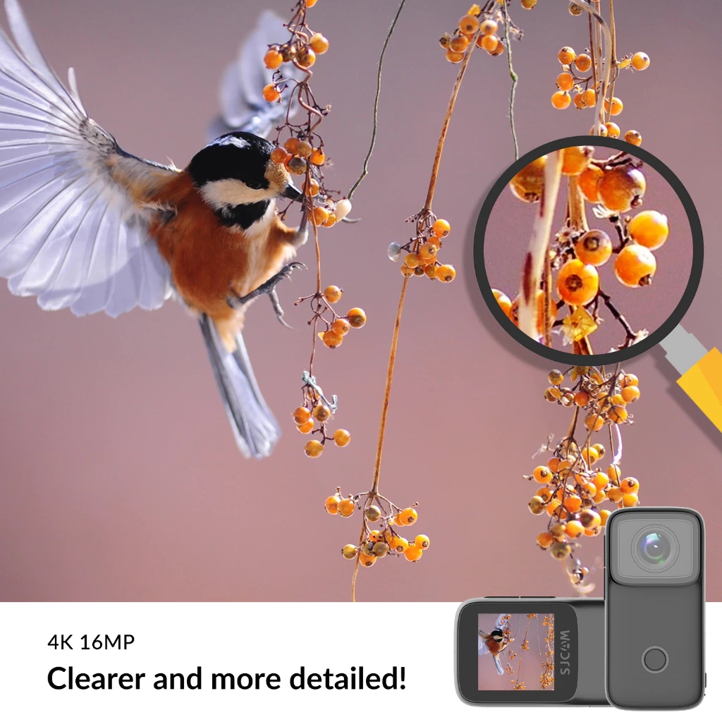 SJCAM C200 4K Mini WiFi Action Camera with 1.28 Inch IPS Screen 5M Body ...
