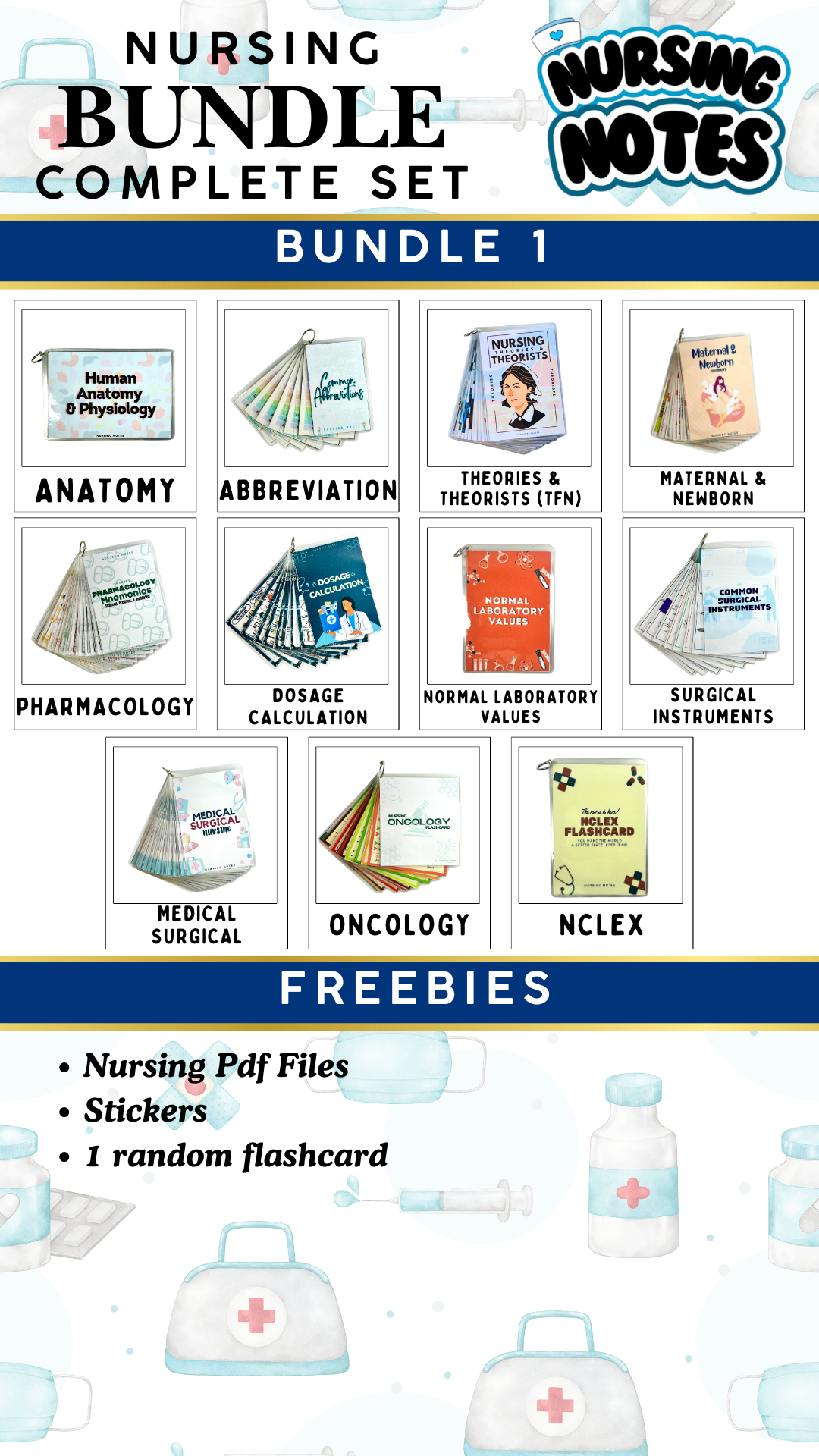 Nursing Bundle 1st year - 4th year Nursing Flashcards Laminated ...