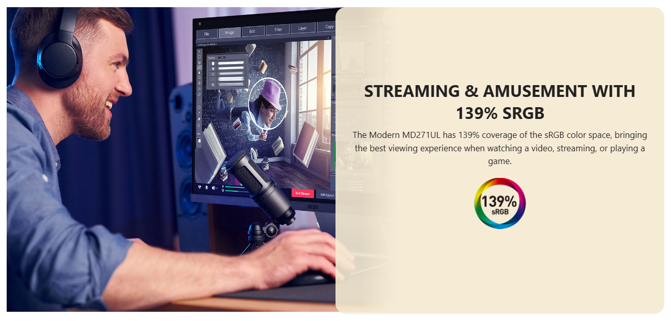 MSI Monitor Modern MD271UL 27" 3840x2160 4K UHD / 60Hz / IPS / 4ms GTG ...