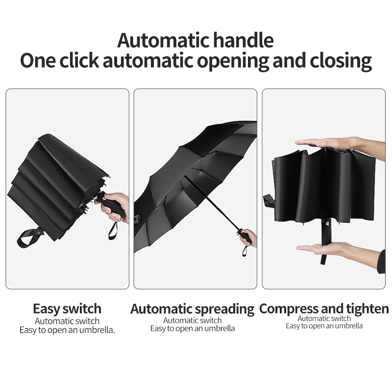 24 Ribs UV Sunscreen Umbrella Reinforce Automatic Foldable Large ...