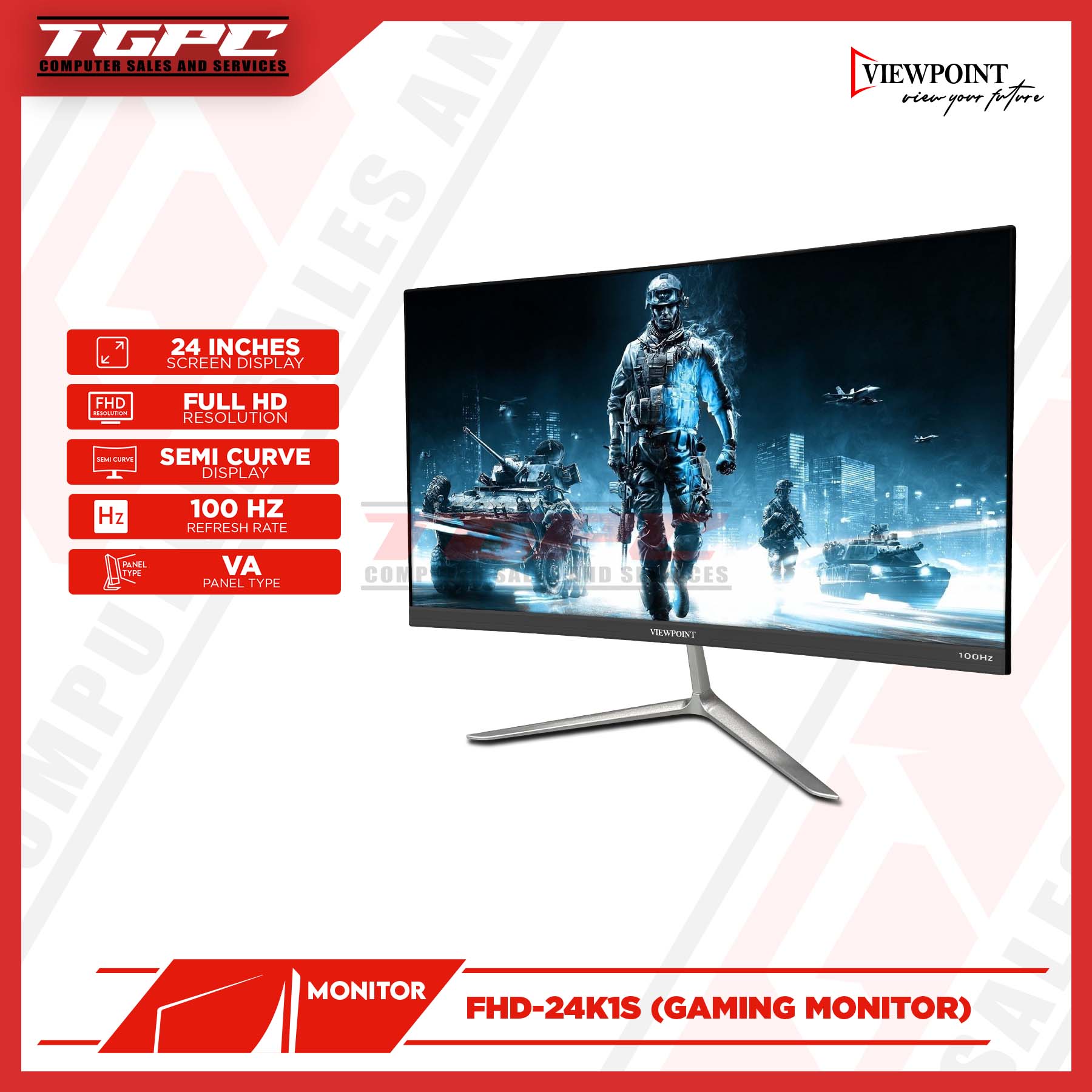 TGPC / Gaming Monitor / ViewPoint - FHD24K1S / 24 Inches / 100 HZ ...