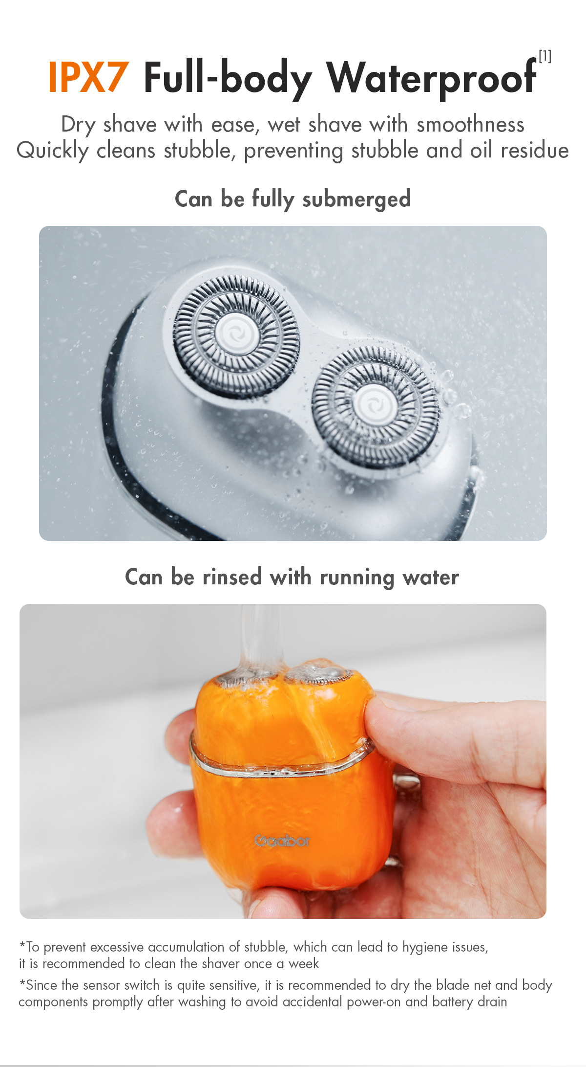 Gaabor Portable Sensor Razor Mini Shaver Dual Blade Skin Sense Fast ...