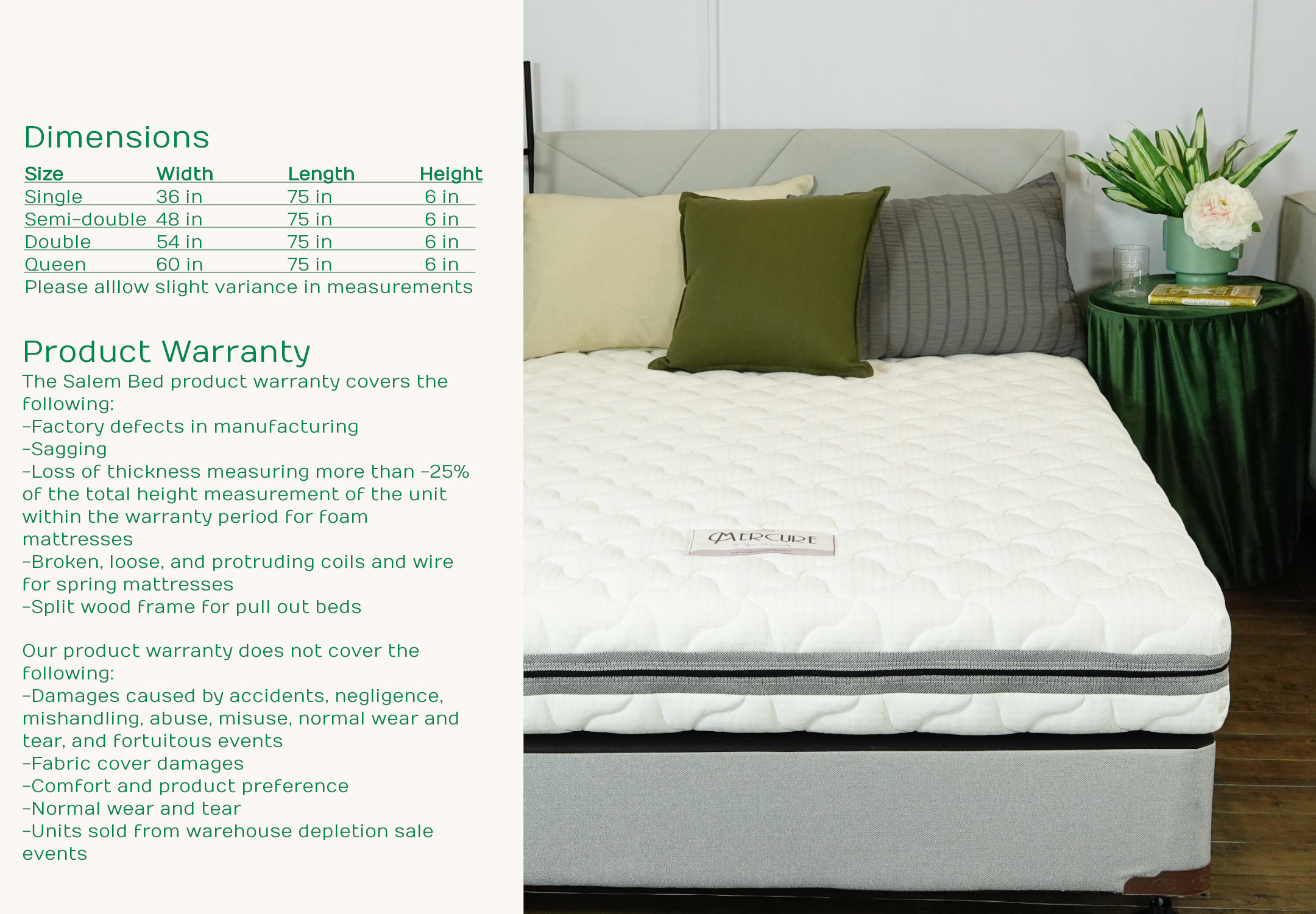 Salem Mercure Foam Mattress Single Size 6 inches | Shopee Philippines