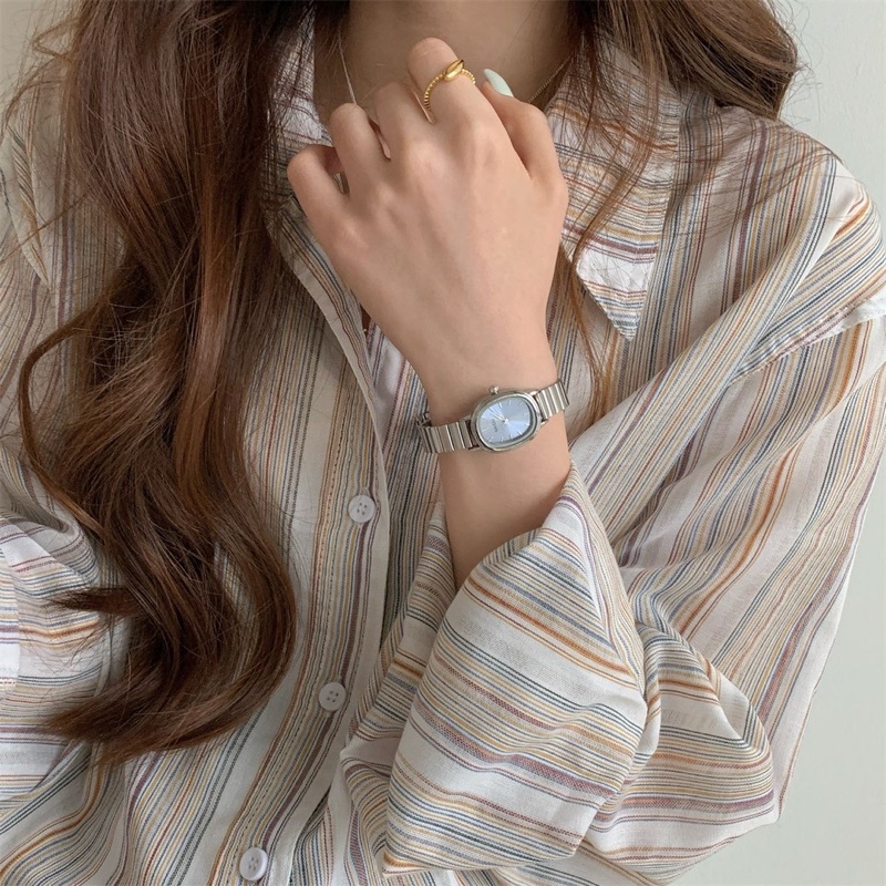 Elegant Retro Oval Watch With Stainless Steel Strap For Women Delicate ...