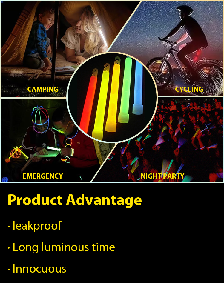 Multifunctional 6-Inch lights Glow Sticks Long-Lasting Glow for Outdoor ...