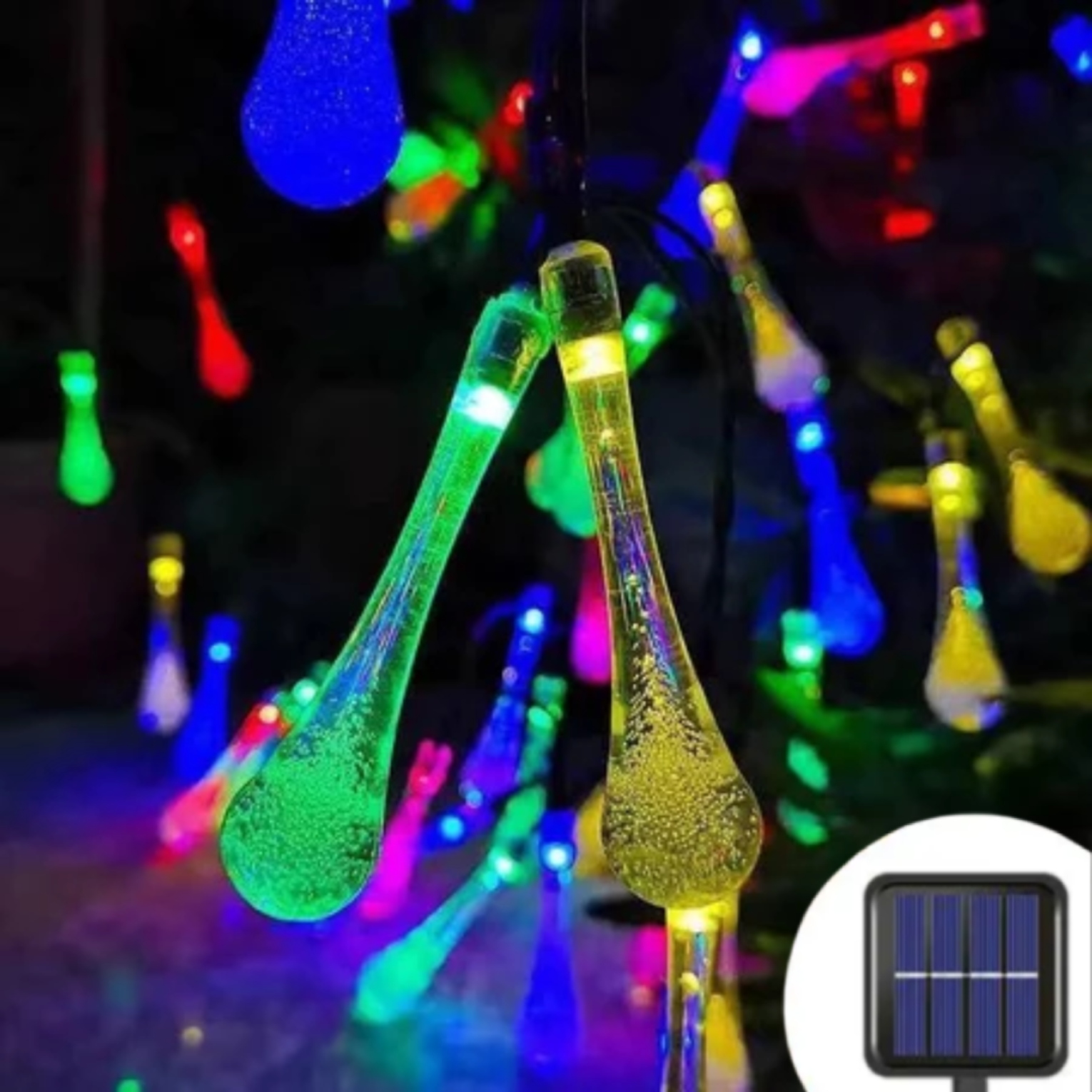 XH-612 30/20 Led Solar Drop Light 8 Lightning Mode Waterproof Raindrop ...