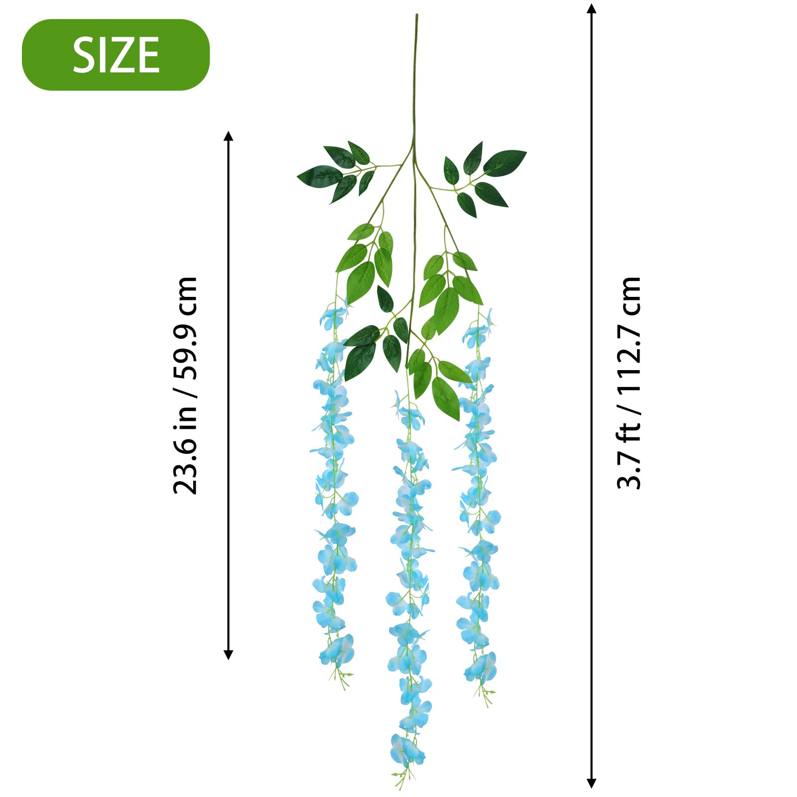 12pcs Artificial Fake Wisteria Vine Ratta Hanging Silk Flowers String ...