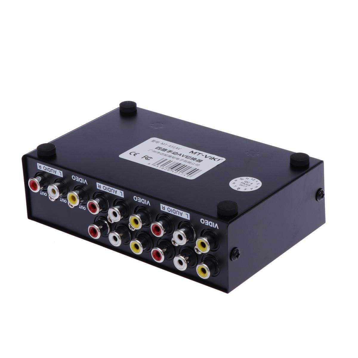 4 Port AV Switch RCA Switcher 4 in 1 Out Composite Video L/R Audio ...