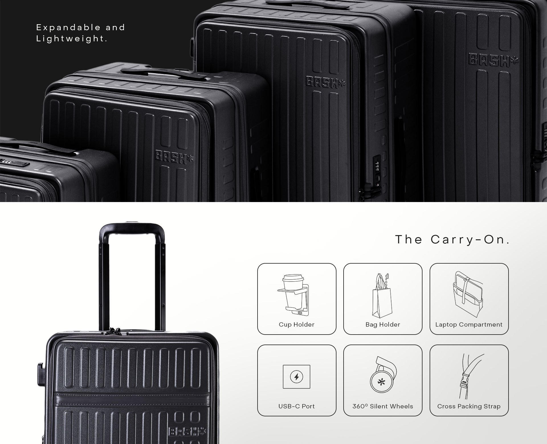 BASH Gateway Luggage Collection in Slate | Shopee Philippines