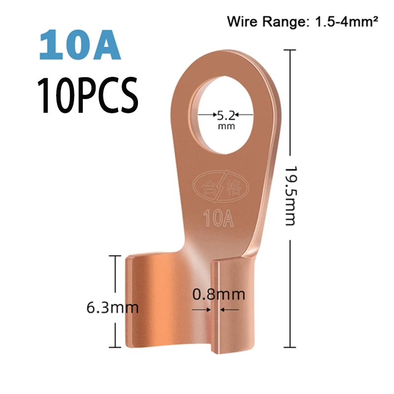 70PCS Copper Battery Cable Connector Terminal Open Lugs Wire Terminals ...