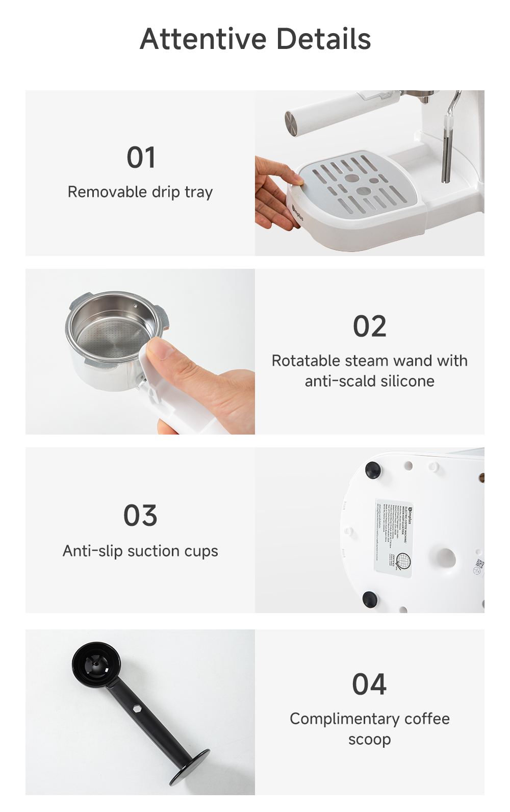 Simplus Coffee Maker Semi Automatic Espresso Extraction 15Bar High ...