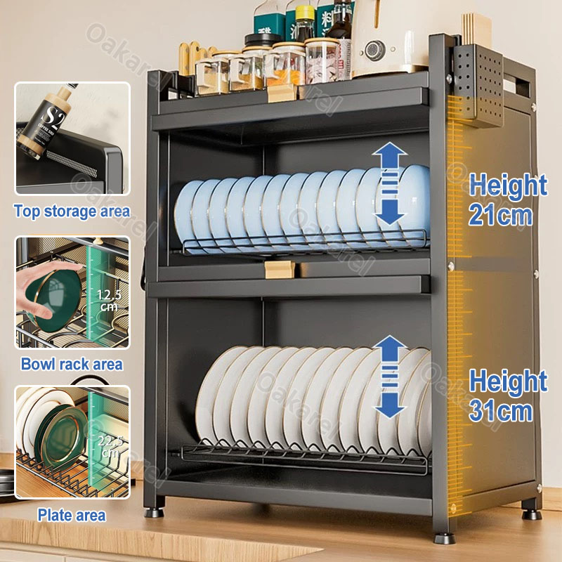UPSEN Dish Rack Metal Kitchen Organizer Dish Cabinet With Flip Cover ...