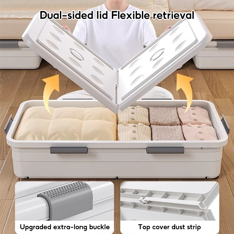 MEYOU Under Bed Storage Box With Wheels Clothing Storage Organizer ...