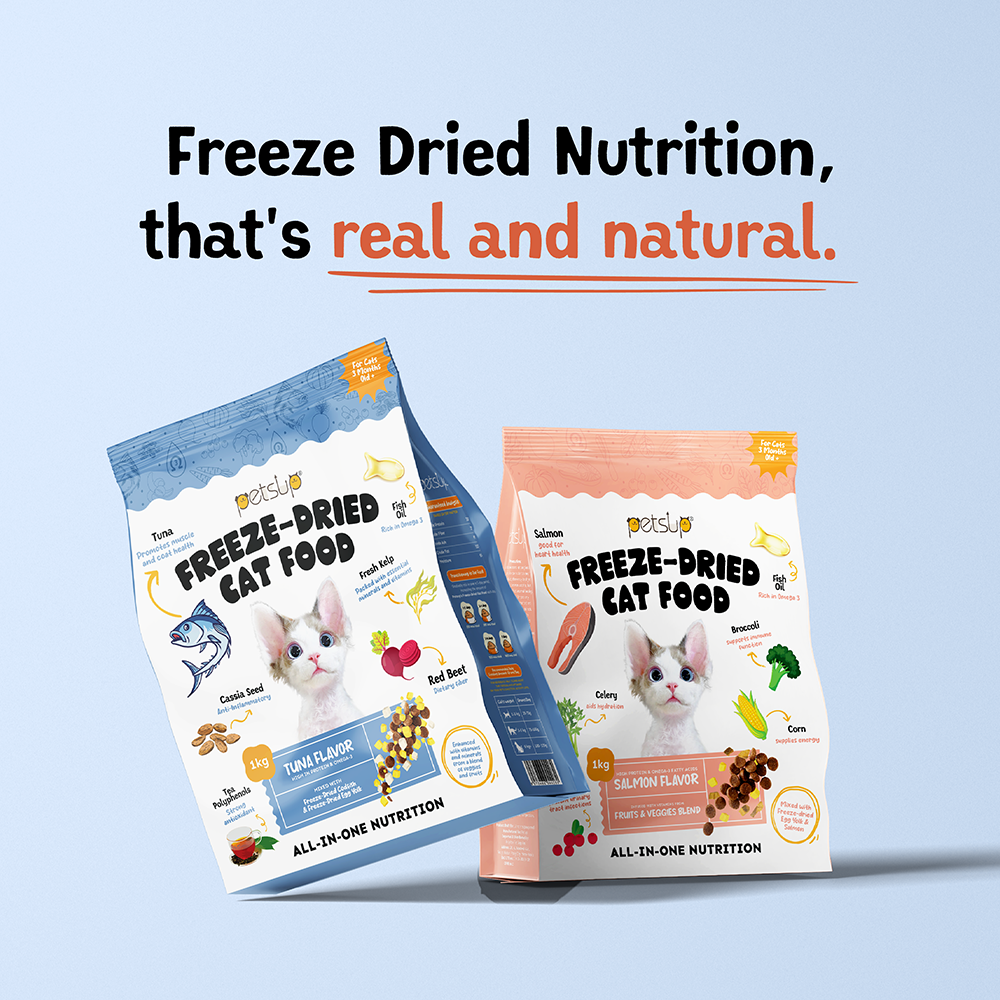 Petsup BUY 5 GET 1 FREE Total of 6 Kgs Freeze Dried Cat Dry Food Cat ...