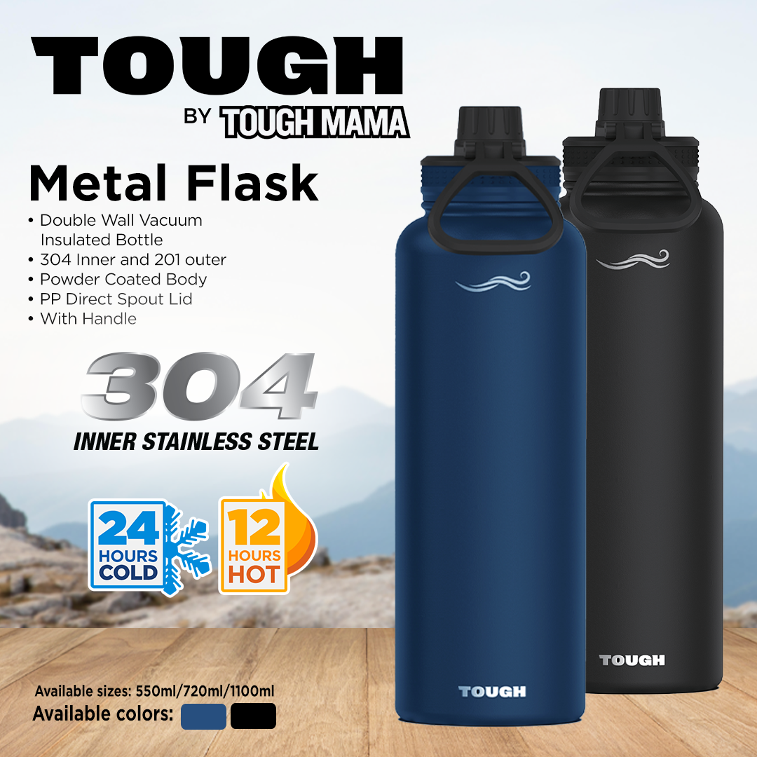 Tough by Tough Mama Metal Flask Double Wall Vacuum Insulated Bottle 304 ...