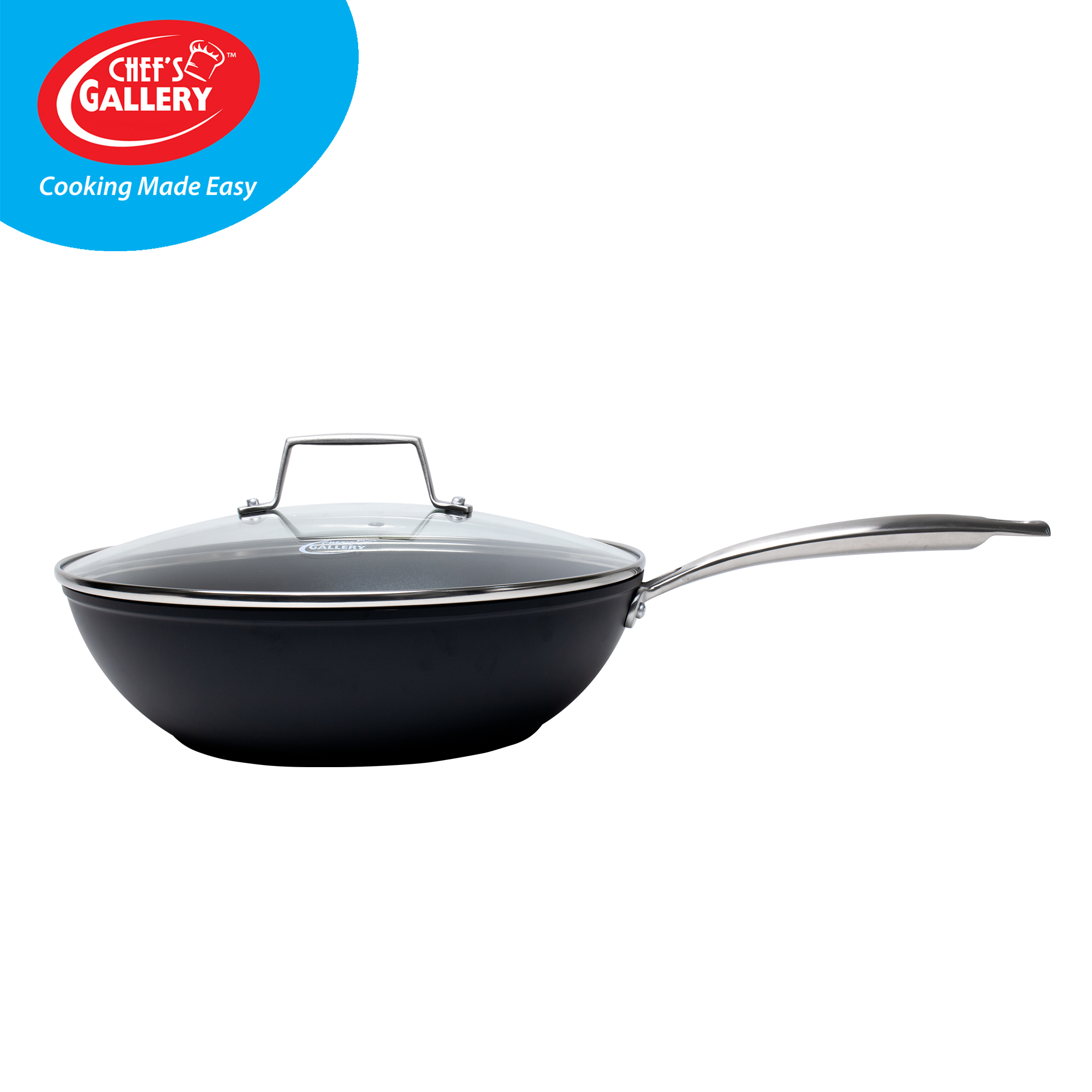 Chef's Gallery Greblon Non-Stick C2+ Noir Forged Wok Pan 28cm ...