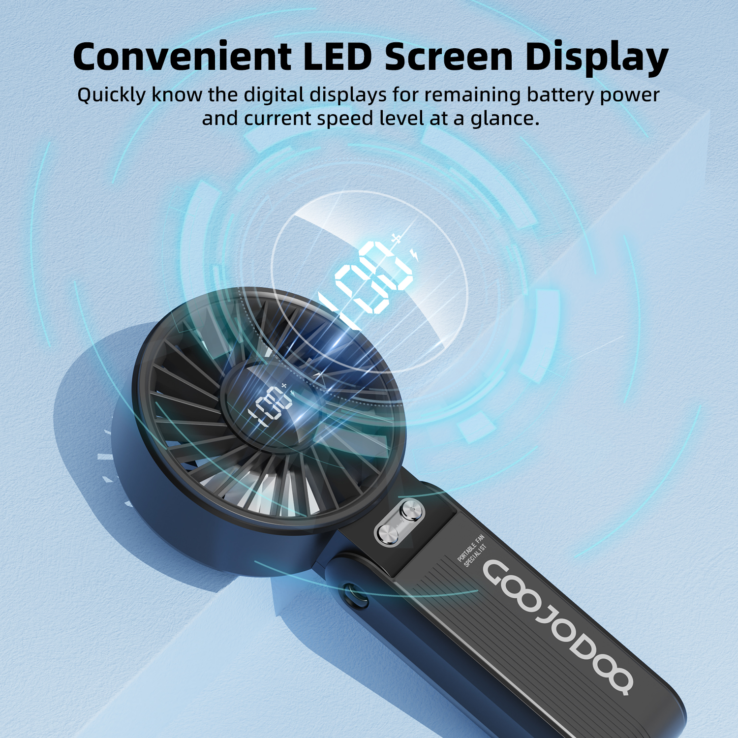GOOJODOQ Foldable 4000 mAh Turbo Jet Mini Fan Rechargeable Handheld ...
