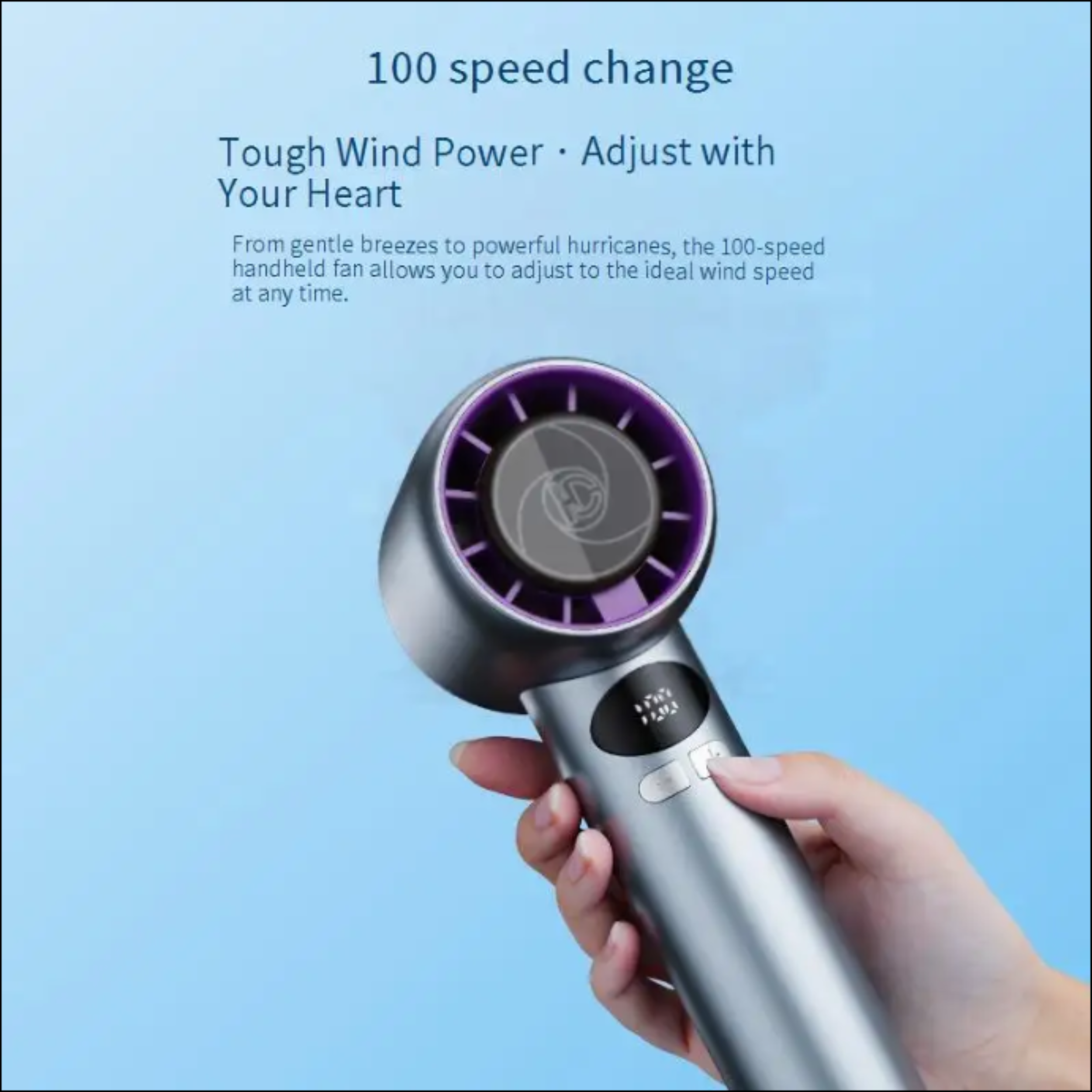 GF08 Turbo Fan Rechargeable Fan 1~100 Speed Gears High Speed Handheld ...