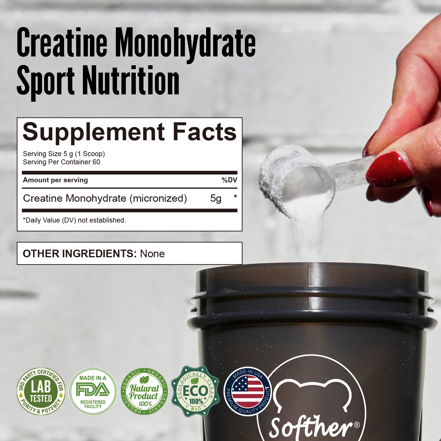 SOFTHER Creatine Monohydrate Powder Workout Creatine Supplement for ...