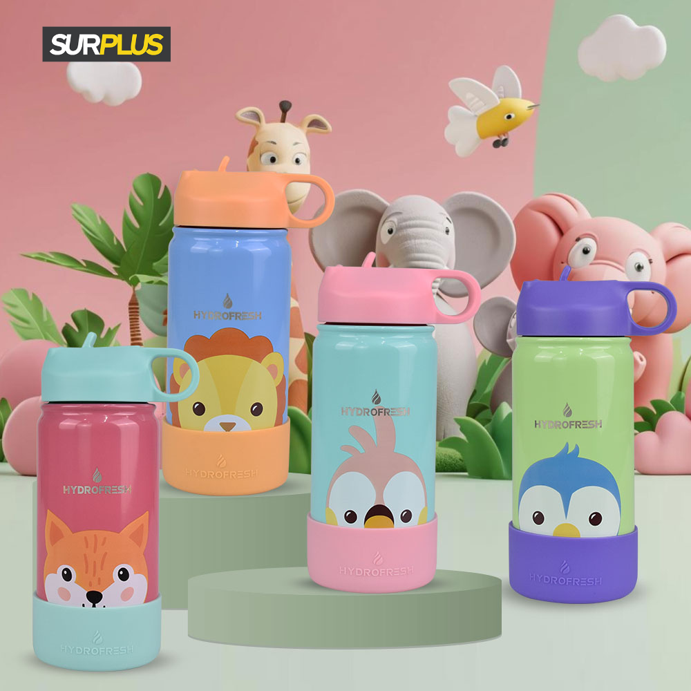 Surplus Hydrofresh Kids Printed Flask with Straw 430mL With Silicon ...