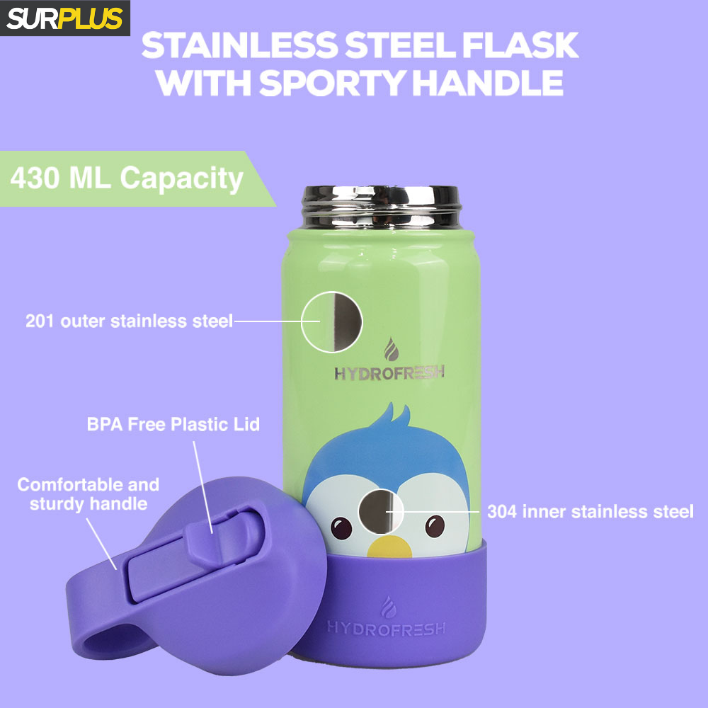 Surplus Hydrofresh Kids Printed Flask with Straw 430mL With Silicon ...