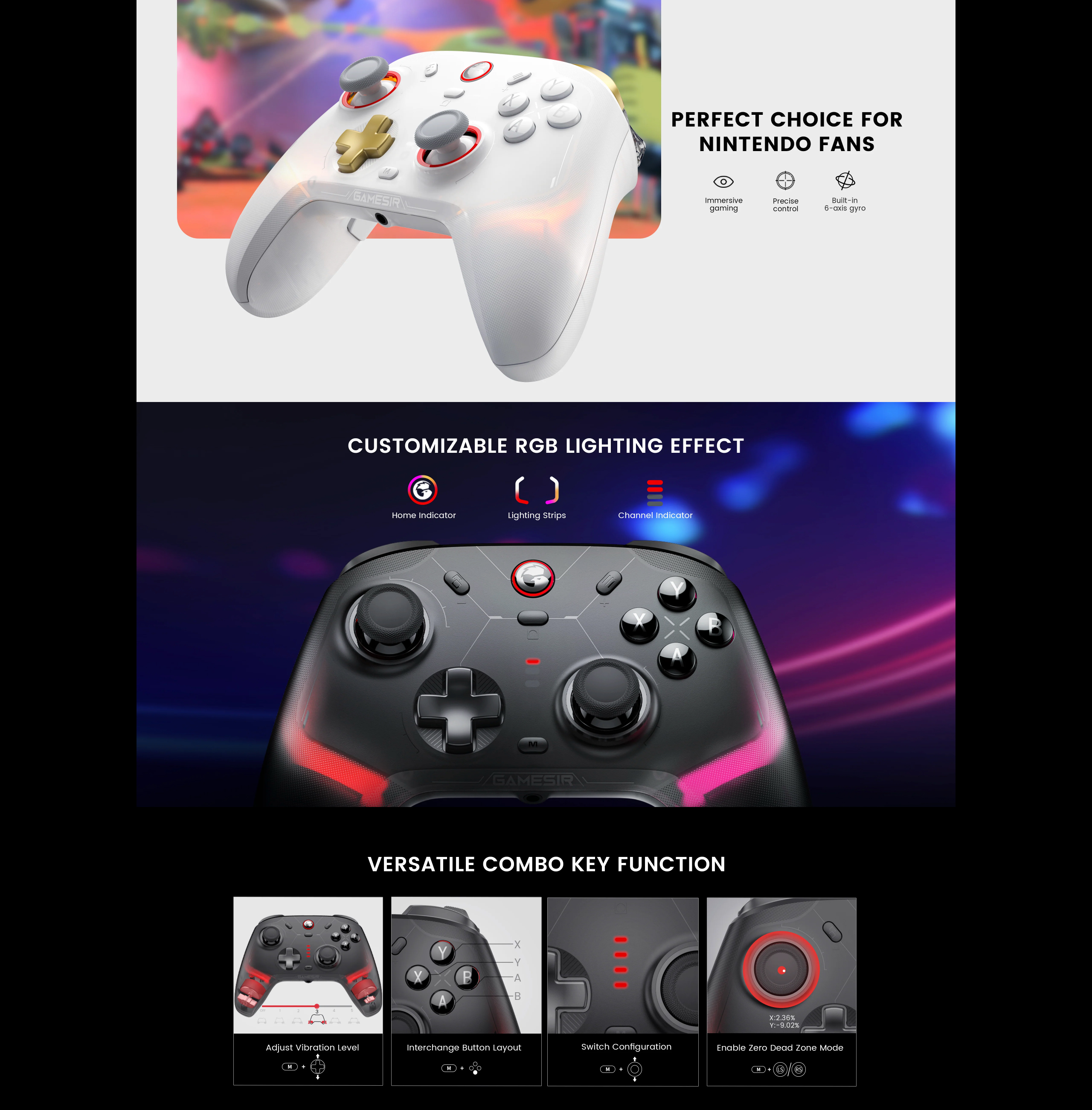 Gamesir Cyclone 2 Multi-Platform Wireless Game Controller with Pedestal ...