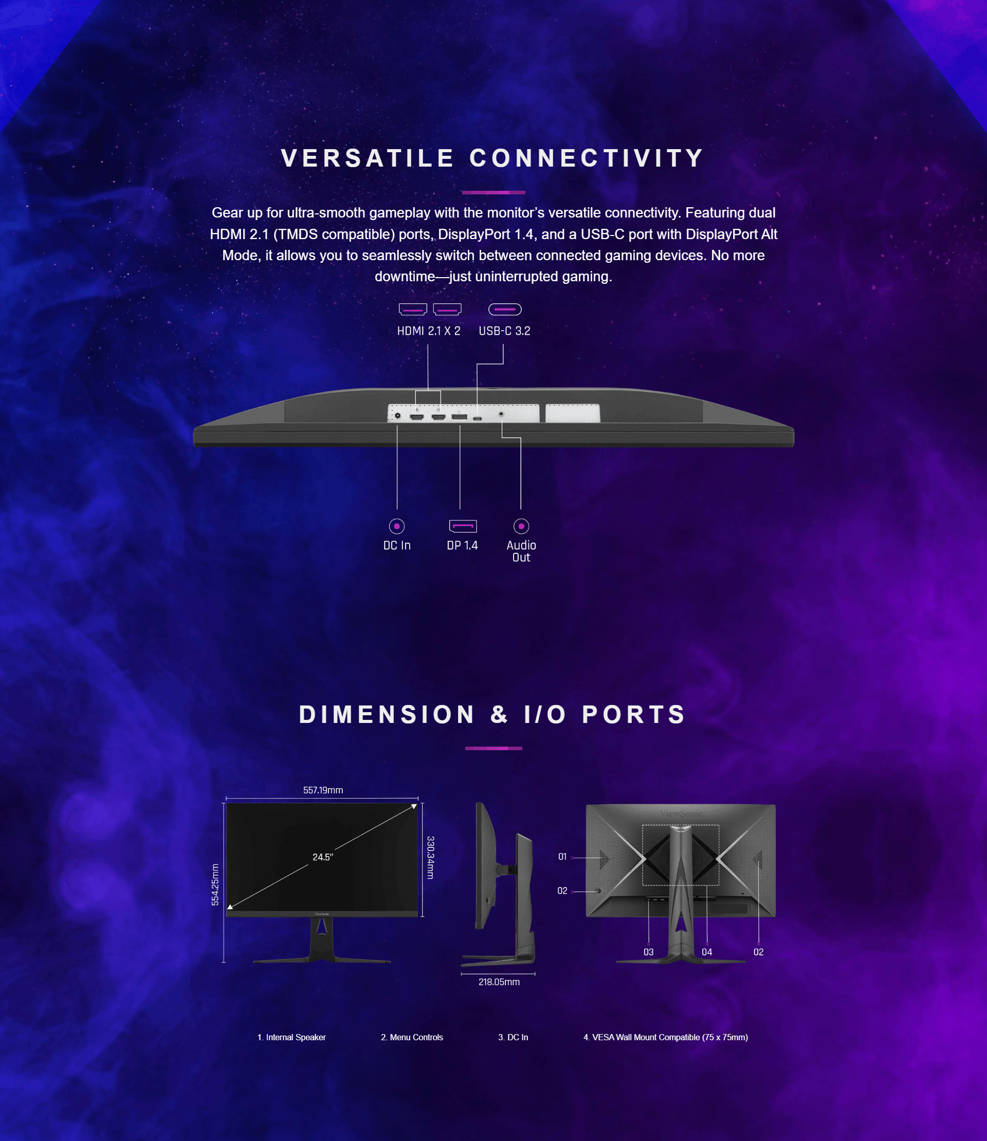 ViewSonic XG2536 24.5" FHD 280Hz 0.5ms IPS Technology with AMD FreeSync ...