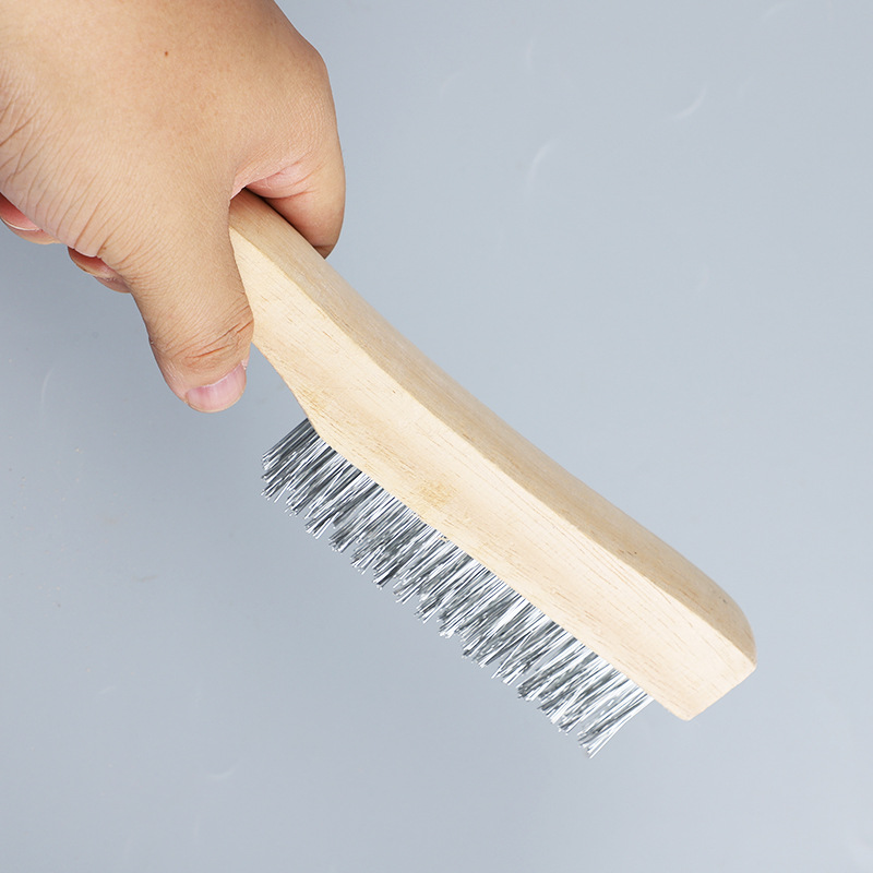 Steel Brush Wood Handle Copper Wire Brush Durable Steel Wire Brush ...