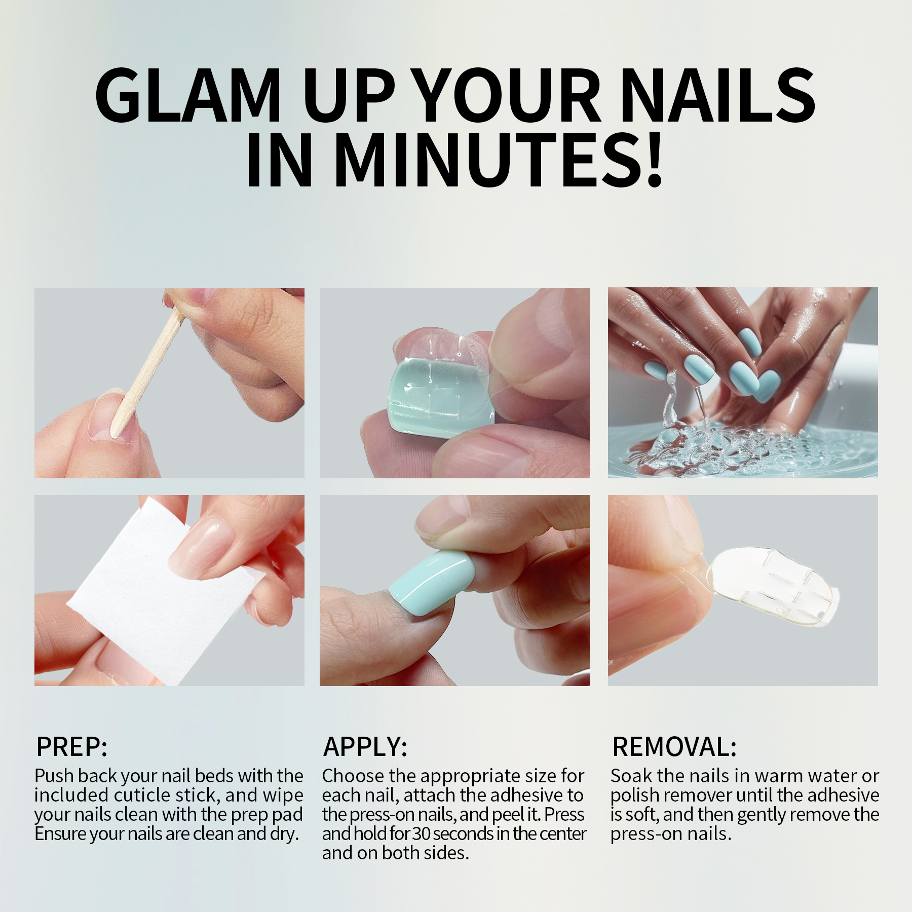 GLAMFIX Insta Press-On Nail Kit Cat-Eye 01 | Long-Lasting Adhesive Hold ...