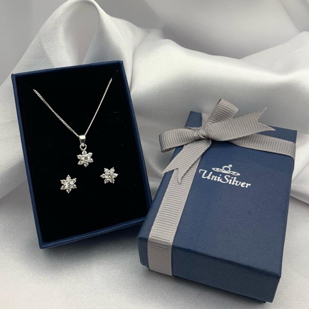 Unisilver 925 Sterling Silver Jewelry Set Of Rositas Pendant & Earrings ...