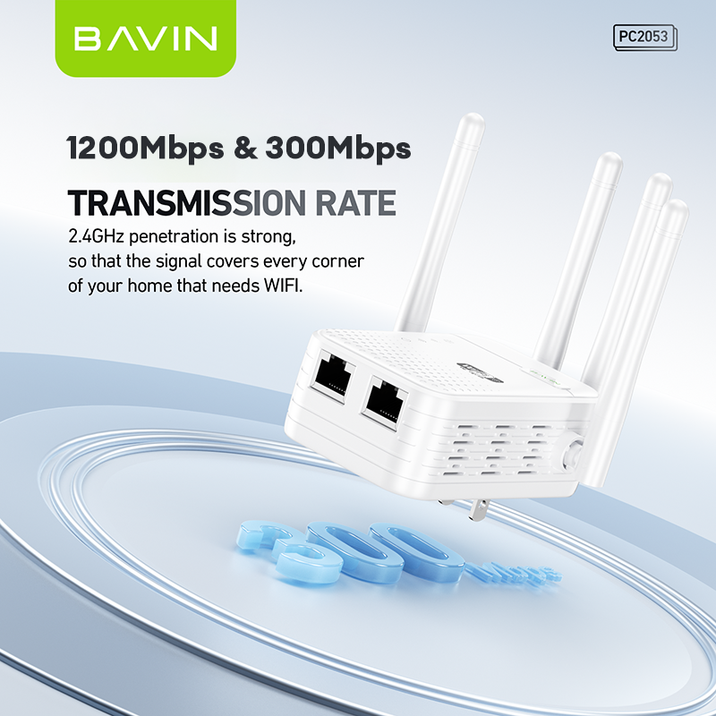 BAVIN PC2053 / PC2055 Wireless WiFi Repeater AP Signal Extender 2.4G / 5G Supports Up To ...
