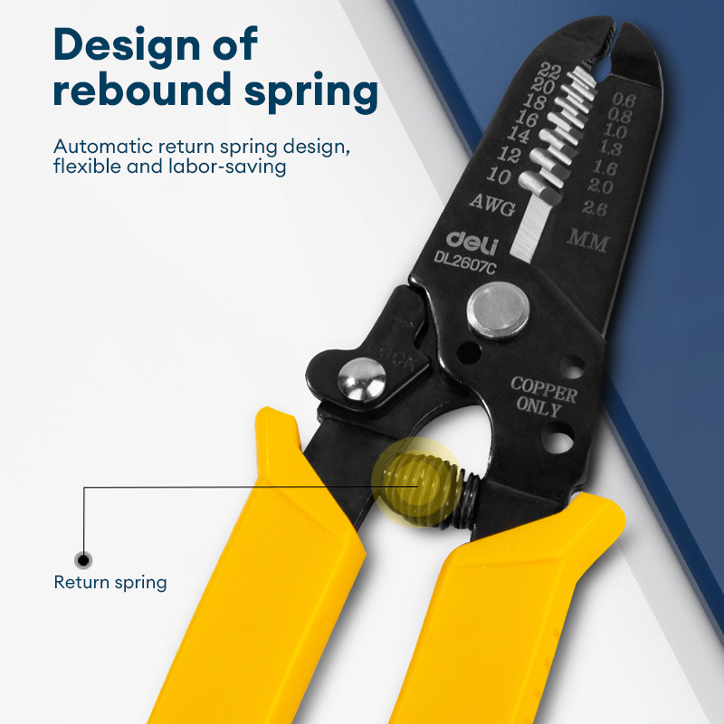 Deli Tools Quick Wire Stripper Pliers 0.6-2.6mm Wire Stripper Cutter ...