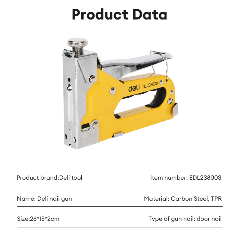 Deli Tools Staple Gun Nail Gun Professional Single-use Heavy Duty Gun ...