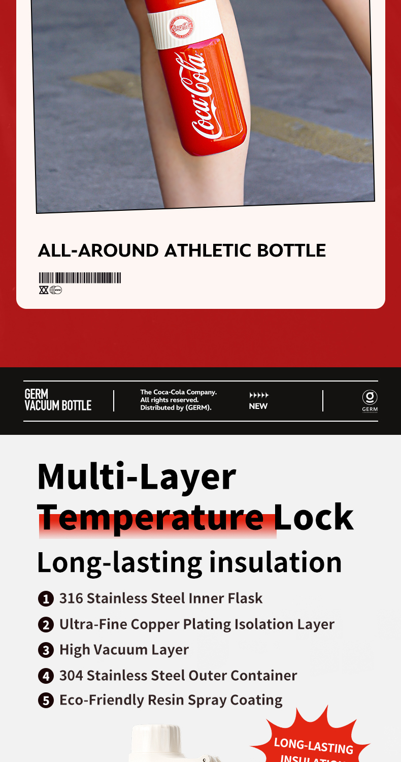 Coca-Cola B37 Thermos Cup with Straw 316 Stainless Steel Thermos Bottle ...