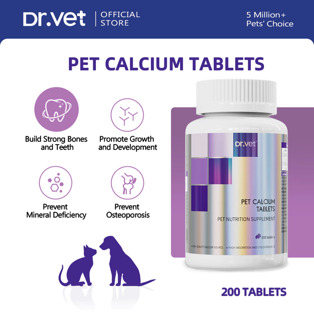 DR. VET Calcium Tablets For Cats And Dogs (200 Tablets) | Shopee ...