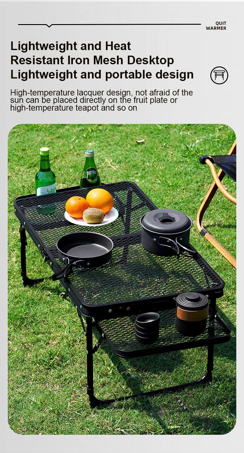 MC&HOME Outdoor Folding Table Mesh Table Foldable Aluminum Camping Home ...