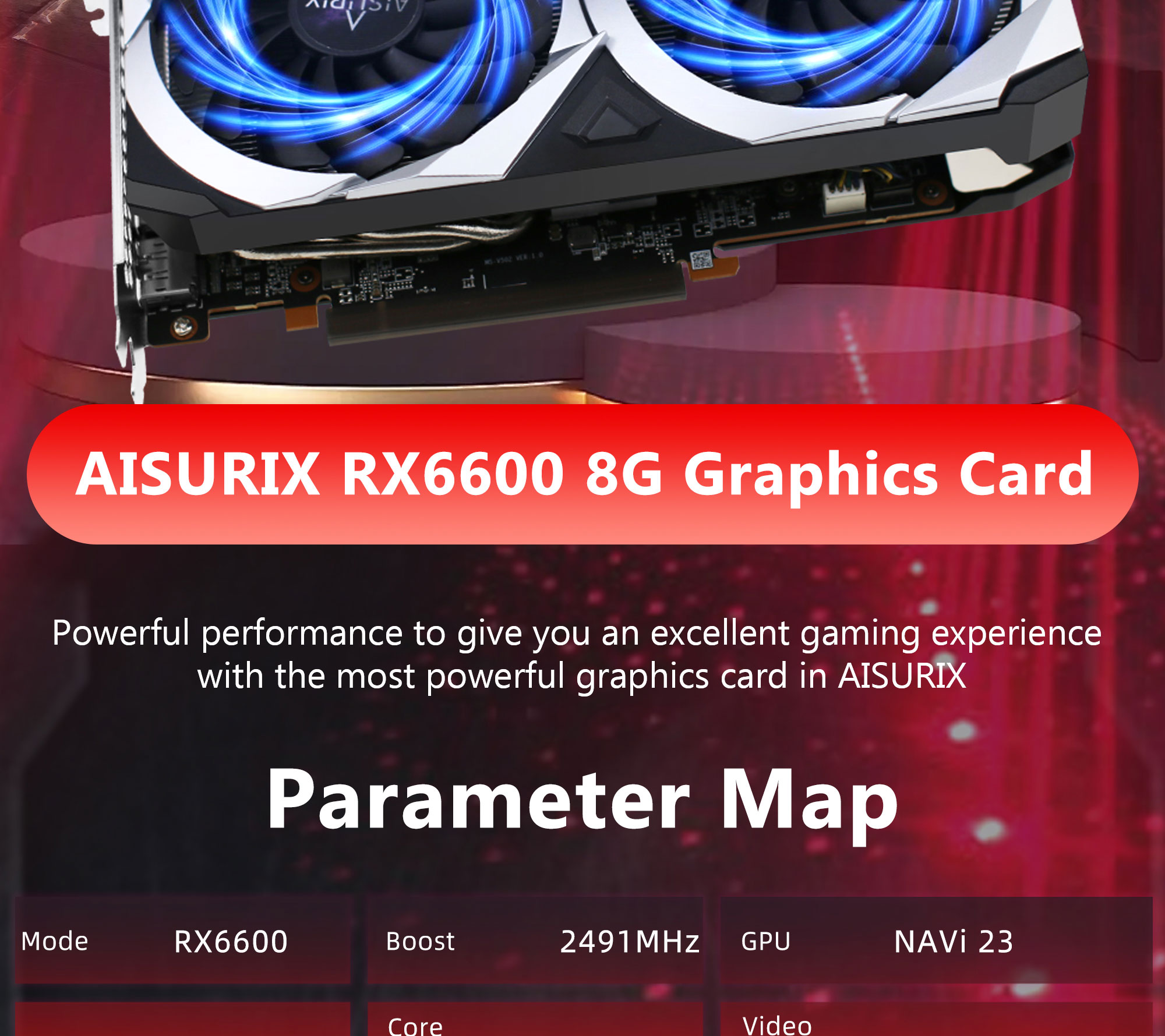 AISURIX RX6600XT Graphics Card AMD RX 6600xt 8GB GDDR6 128Bit Video Card GPU For Gaming Working ...
