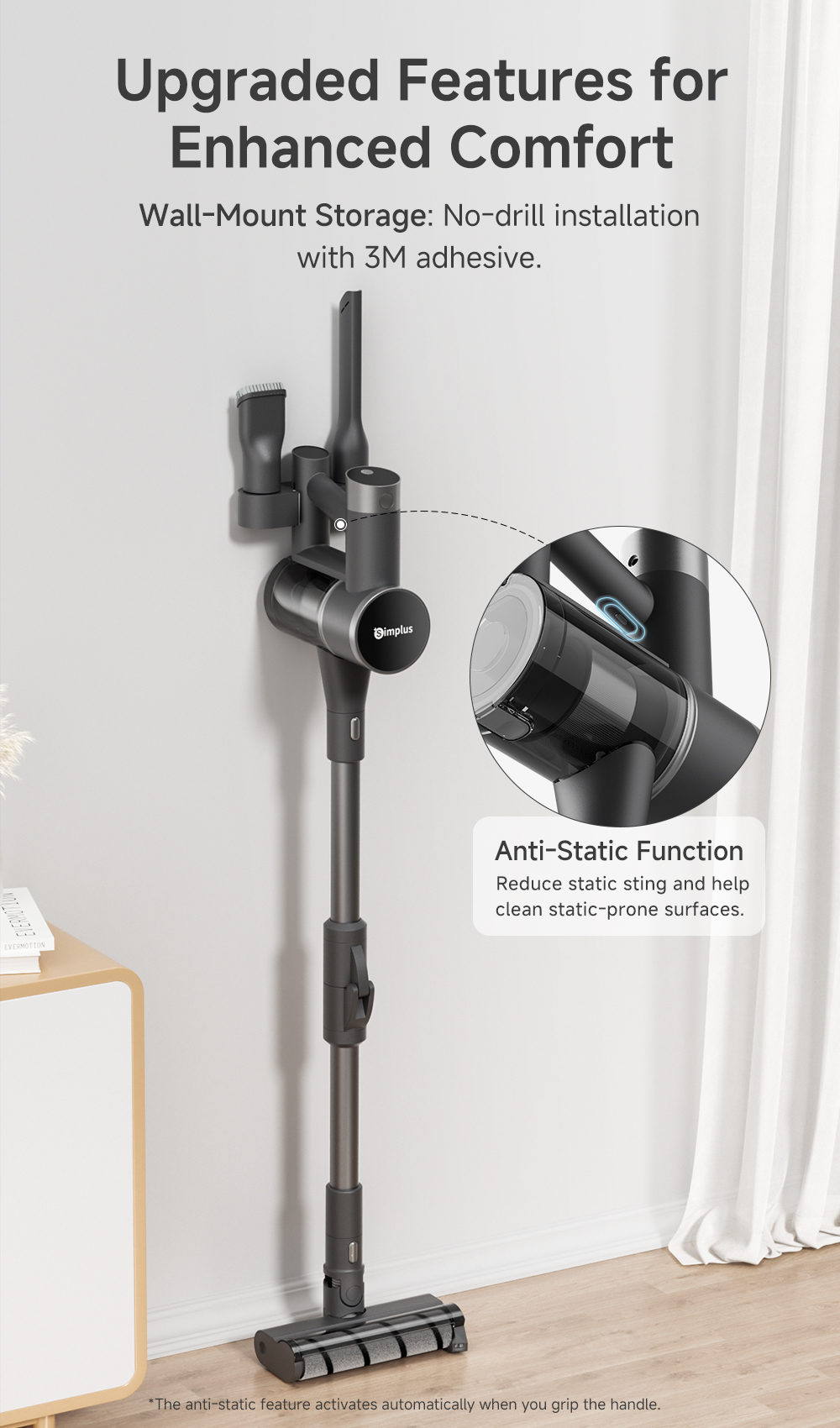 Simplus Cordless Vacuum Cleaner 24000Pa Bendable Design 6 Suction ...