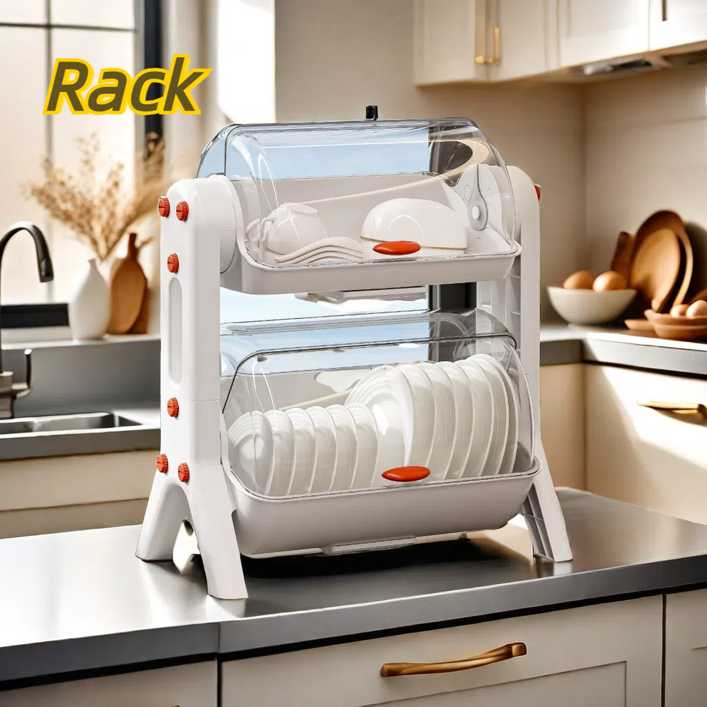 Kitchen Dish Rack Organizer Storage Plate Organizer With Cover Drying ...