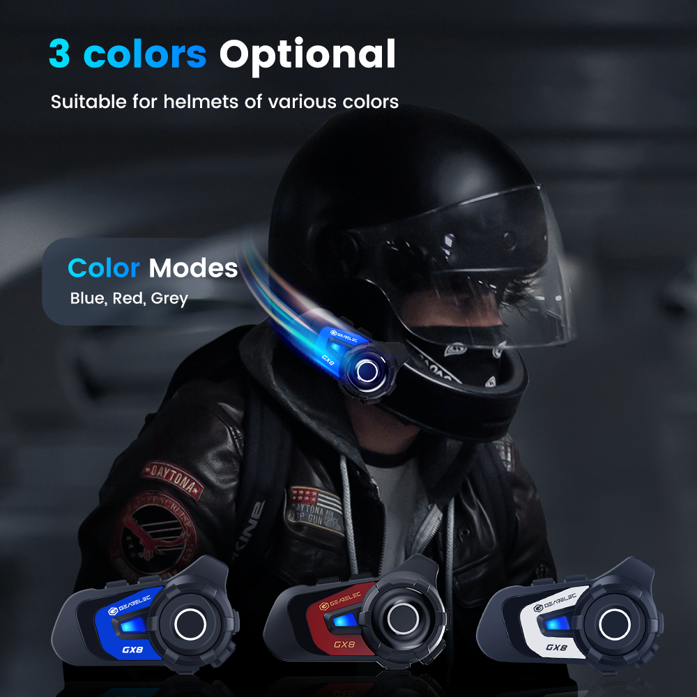 GEARELEC GX8 Bluetooth Motorcycle Intercom Helmet Headset Waterproof ...