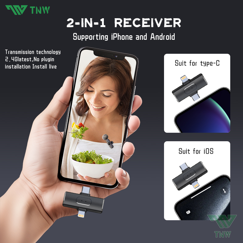TNW W16/W17 Dual Wireless Lavalier Microphone Noise Reduction Mini Mic ...