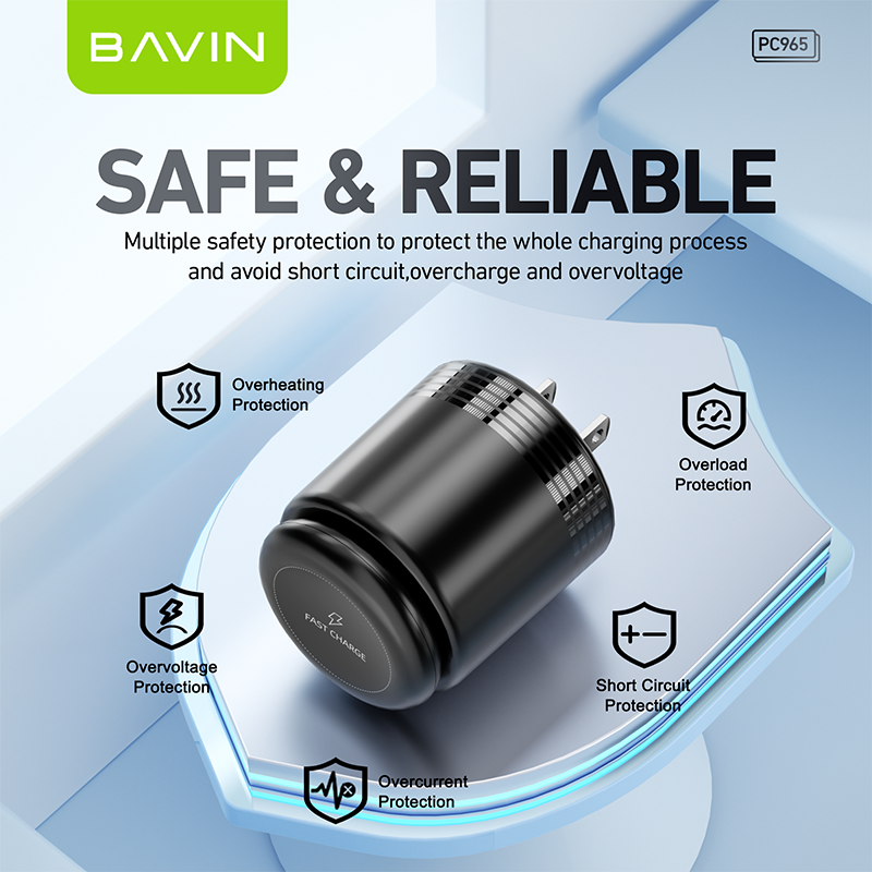 BAVIN PC965 2 in 1 Wall Charger & Wireless Charger Smartwatch w/ Dual ...