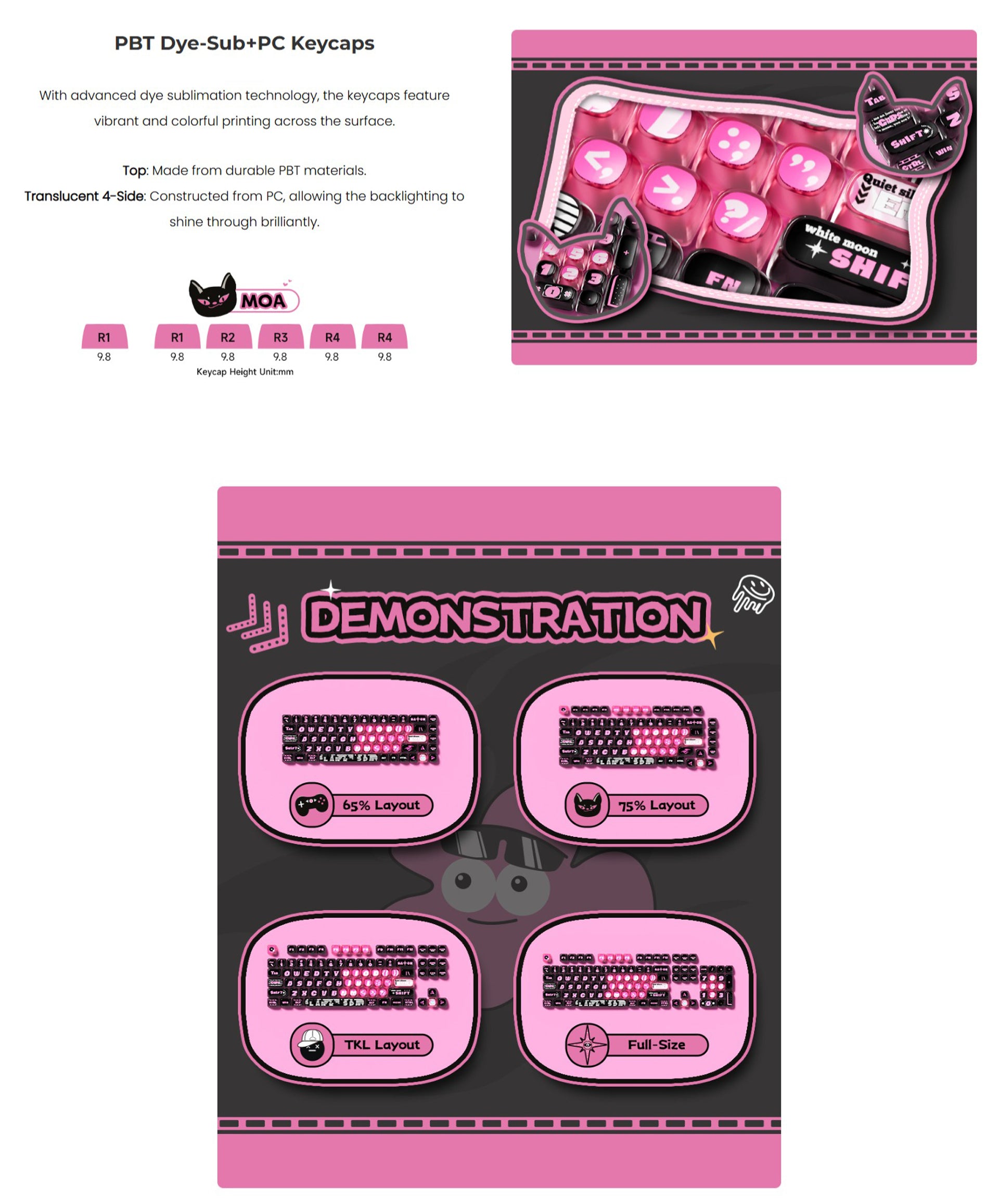 Akko Pink Phantom Keycap Set MOA Profile 139 Keys | Shopee Philippines