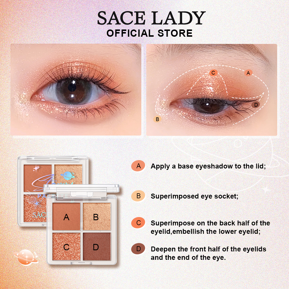 SACE LADY Colorful Eyeshadow Palette 3 IN 1Matte Giltter High Pigment ...