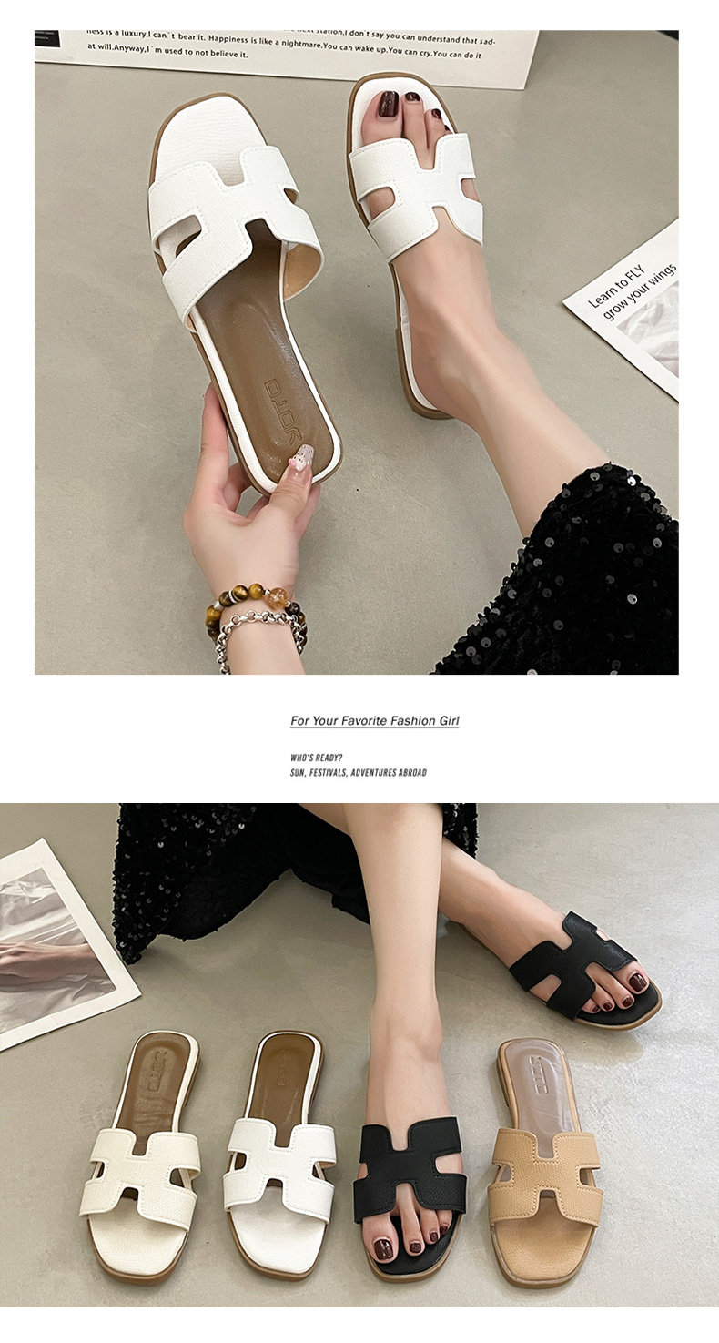 YOTO H-Shaped Strap Sandals For Women Fashionable Leather Versatile ...