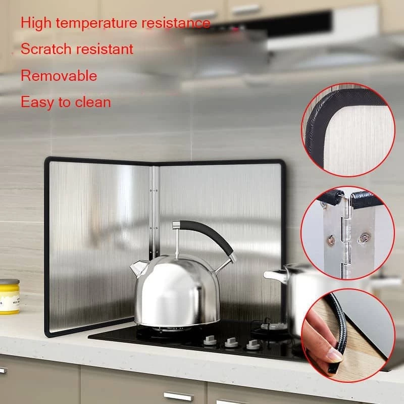 kitchen gas stove stainless steel splash guard baffle Oil Splash-proof ...