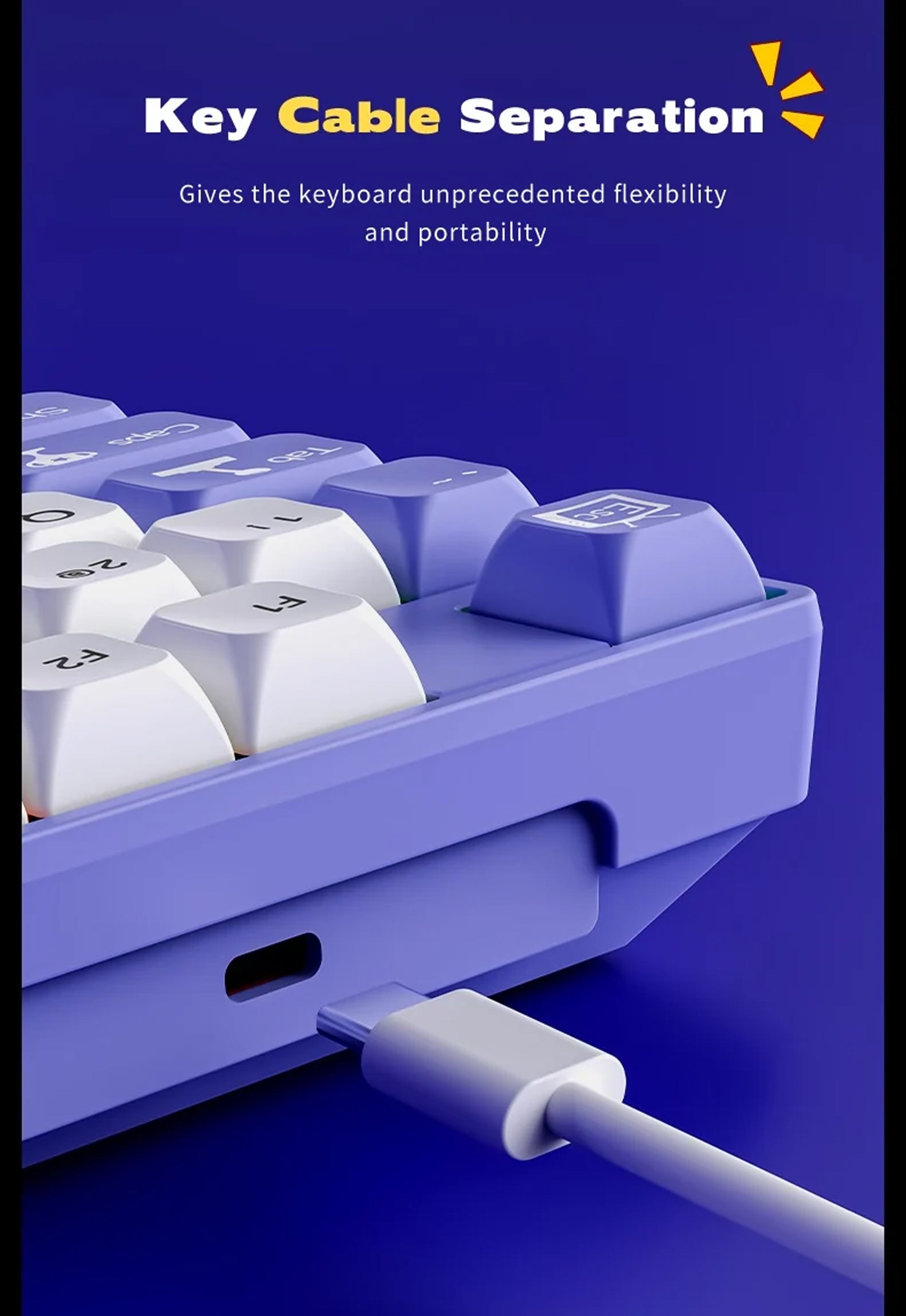 Ajazz AK870MC RGB Wired 87-Keys TKL Gasket-mounted Hot Swappable Mechanical Keyboard (Purple ...